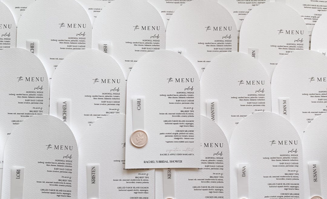 Bridal Shower Menus With Guest Names, Elegant Wax Seal Arch Menu - Etsy