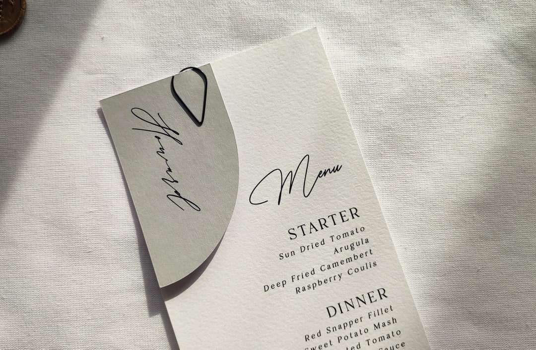 Modern Wedding Menu, Half Arch Place Card Included, Wedding Menu ...