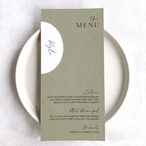 Sage Green Menu With Name Cards, Arch Place Cards, Minimal Menu, Place ...