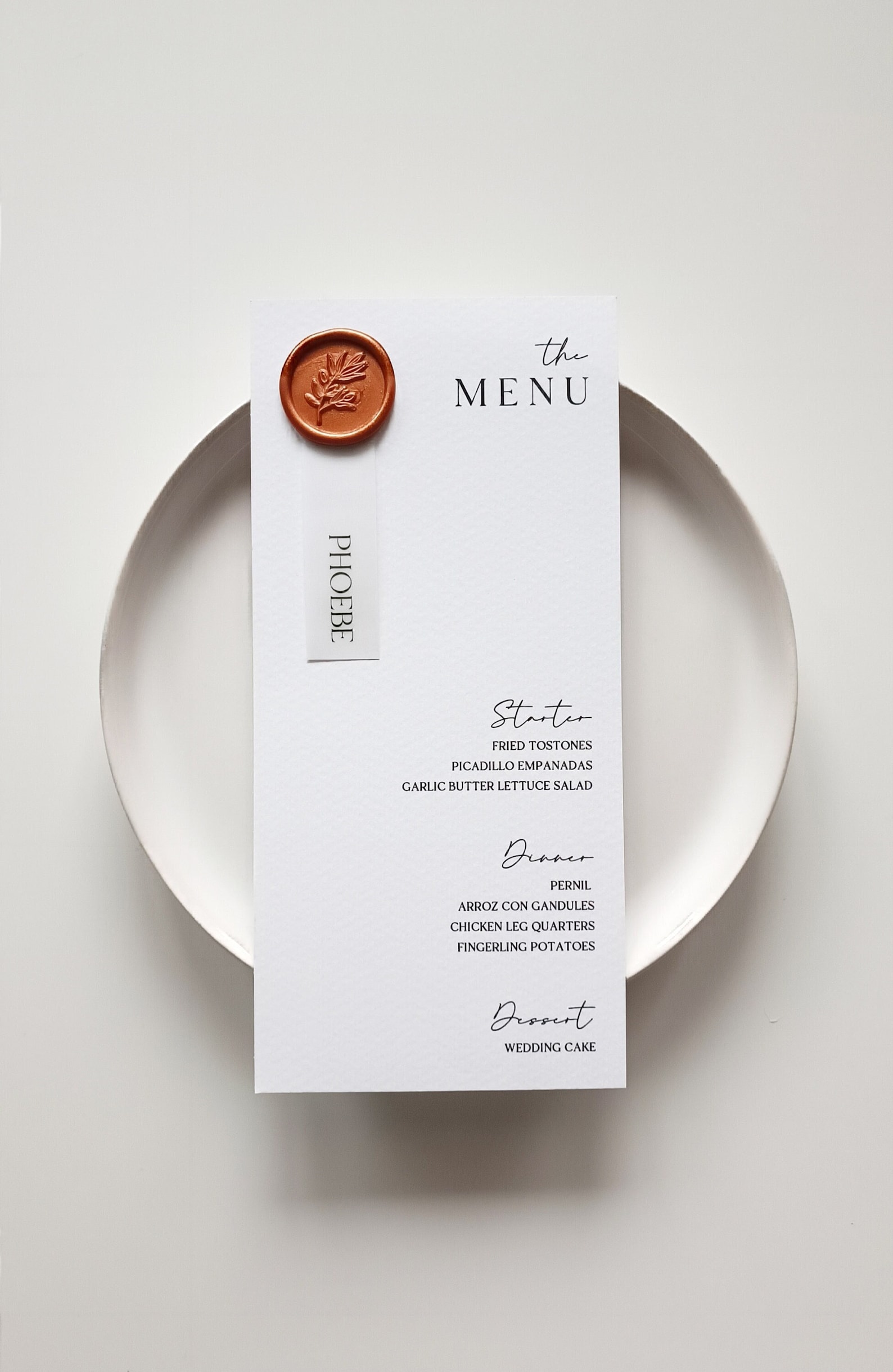 Wax Seal Wedding Menu, Vellum Place Card Menus, Minimalist Design - Etsy