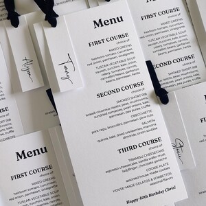 Elegant Wedding Menu, Velvet Ribbon Menu, Place Card Menu, Minimalist ...