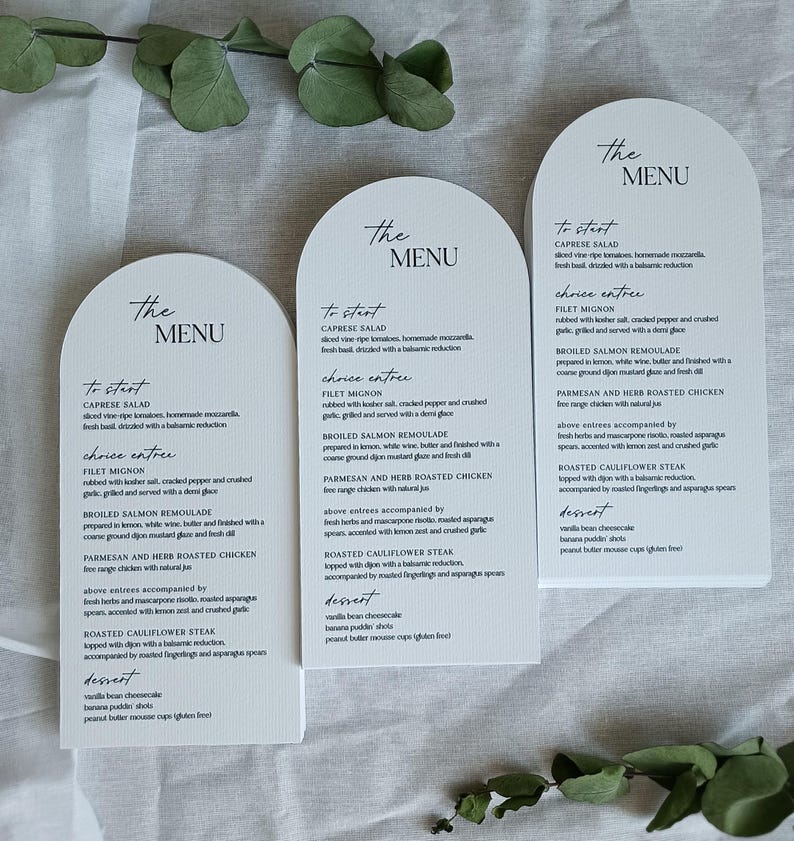 Arch Wedding Menu, Minimalist Menus, Modern Geometric Design - Etsy