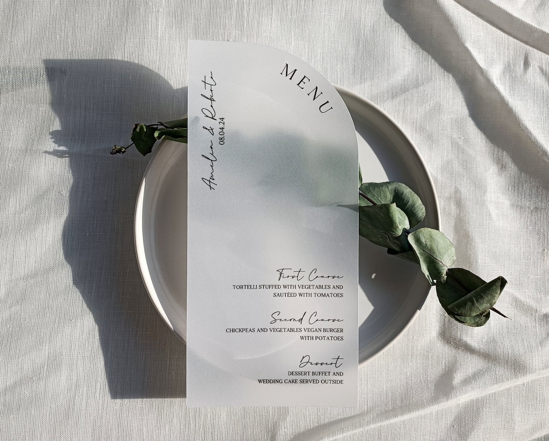 Half Arch Menu, Printed Arch Wedding Menu, Vellum Menu, Wedding Menu ...