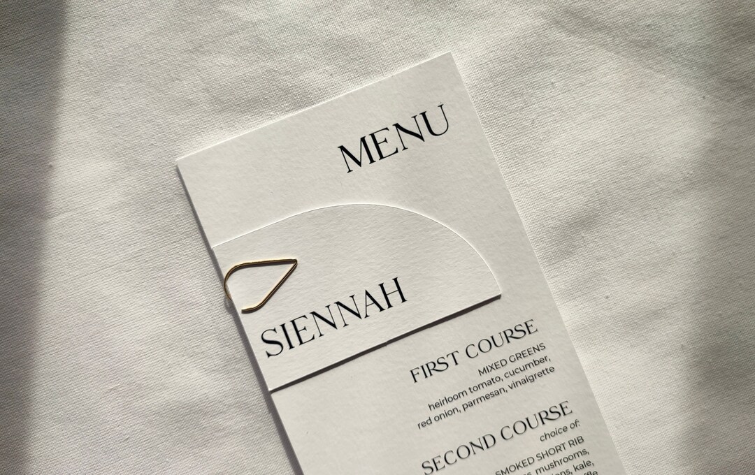 Modern Wedding Menu, Half Arch Place Card Included, Wedding Menu ...