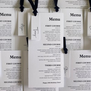 Elegant Wedding Menu, Velvet Ribbon Menu, Place Card Menu, Minimalist ...