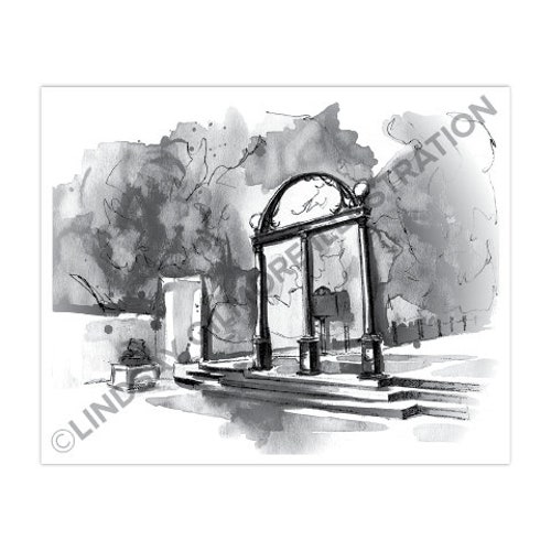 University of Georgia Arch Athens Georgia Ink Print on Heavy - Etsy