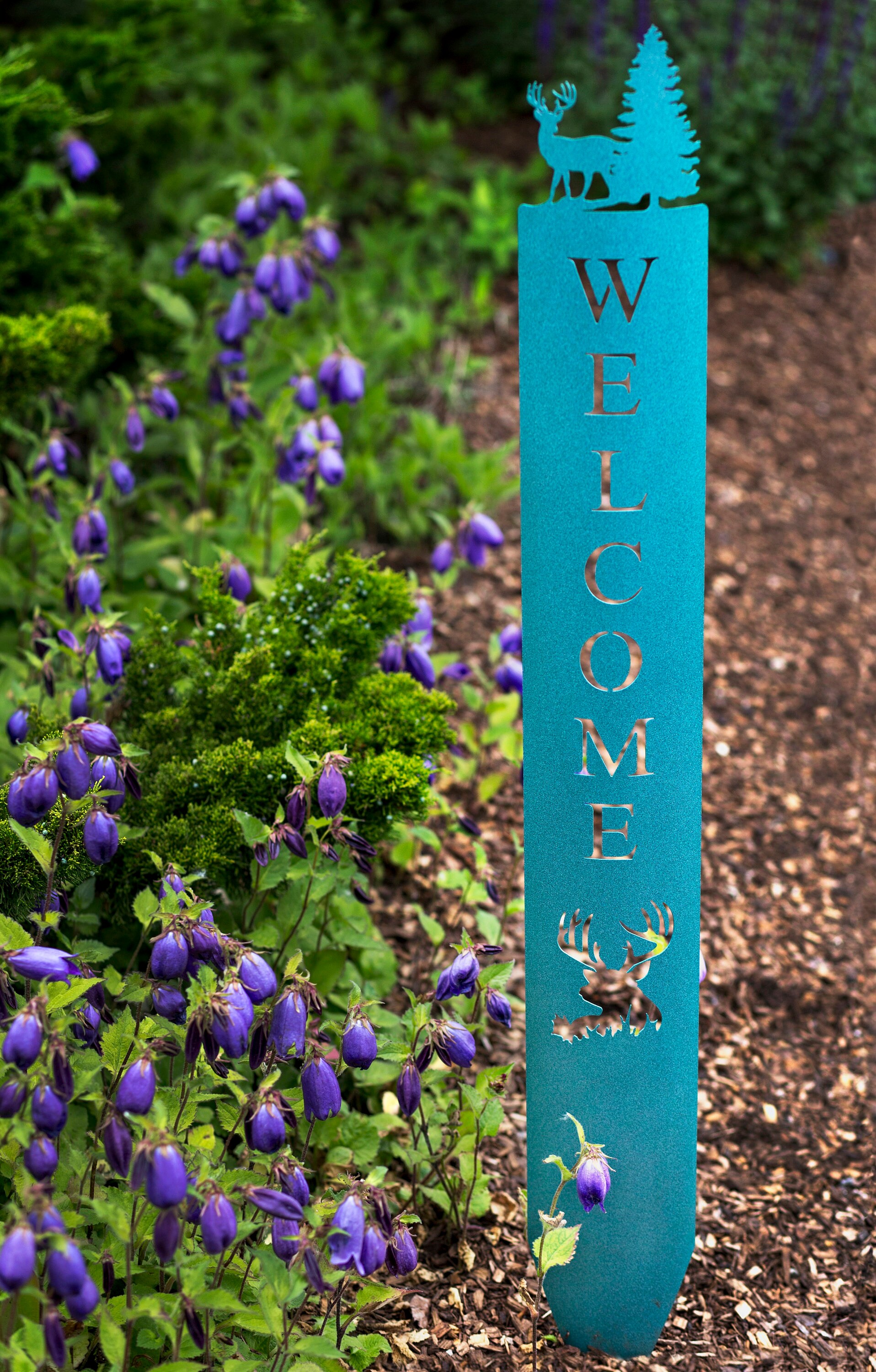 Majestic MFG BIG Deer Welcome Post Garden Stake Pole Sign Peace 4' Tall ...