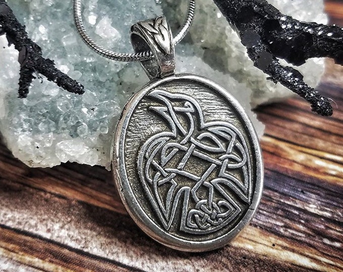 Celtic Knot Raven Necklace With Fine Pewter Pendant - Etsy