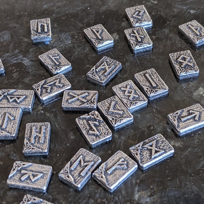 Metal Pewter Travel Rune Set 24pc in Celtic Raven Stainless - Etsy
