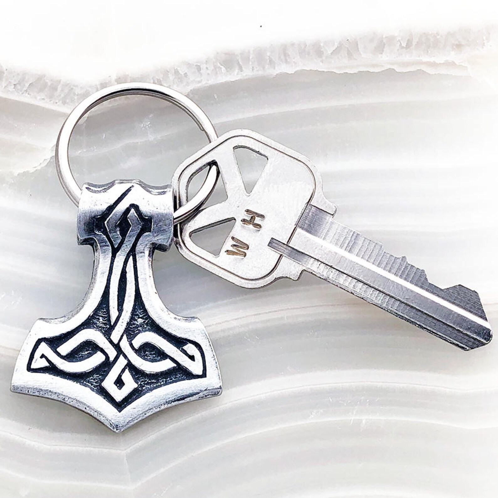 Thor's Hammer Keychain Double Sided Mjolnir Key Ring - Etsy