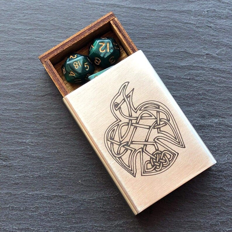Pocket Travel D&D Dice Set in Celtic Raven Stainless Steel - Etsy