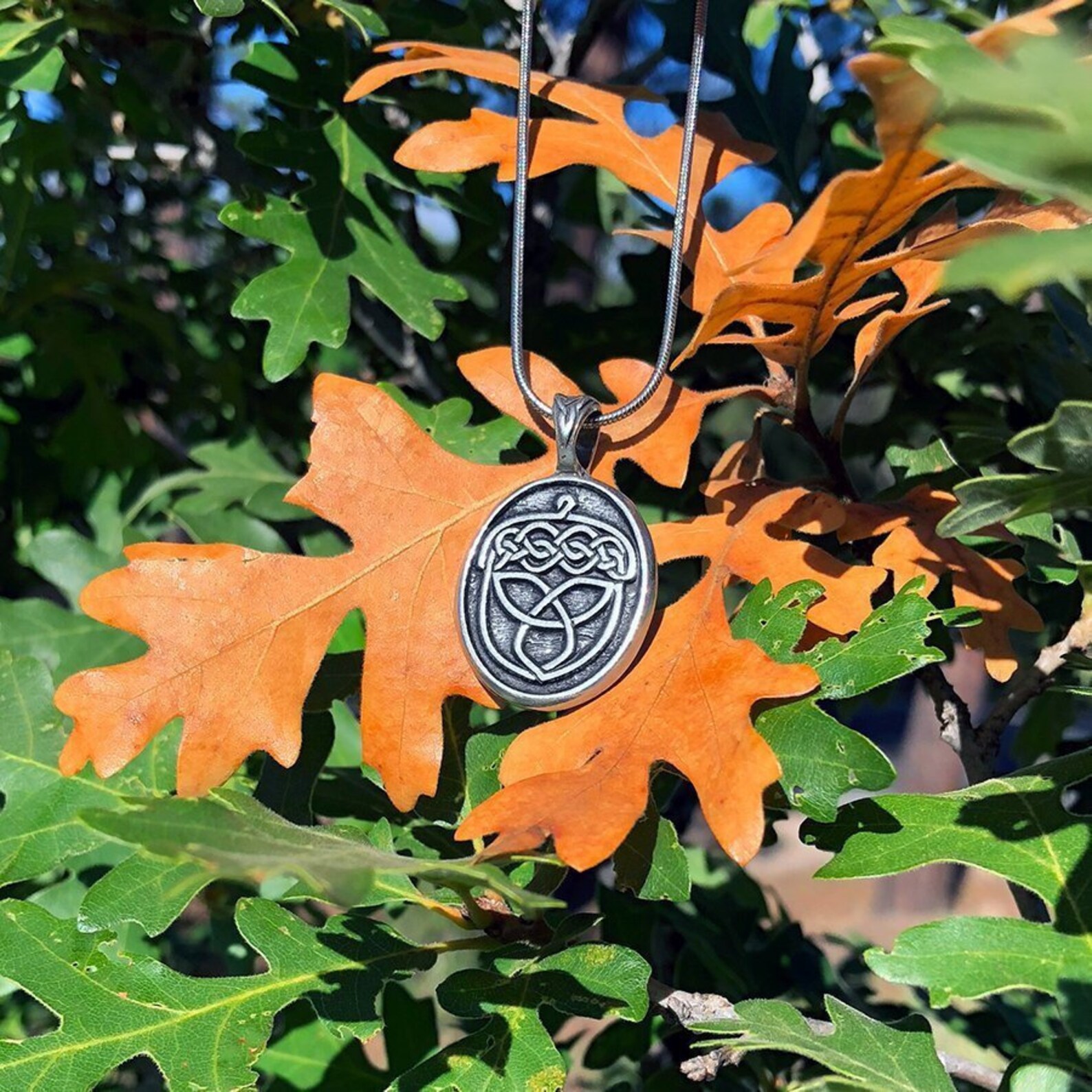 Celtic Knot Acorn Necklace with Fine Pewter Pendant Irish | Etsy