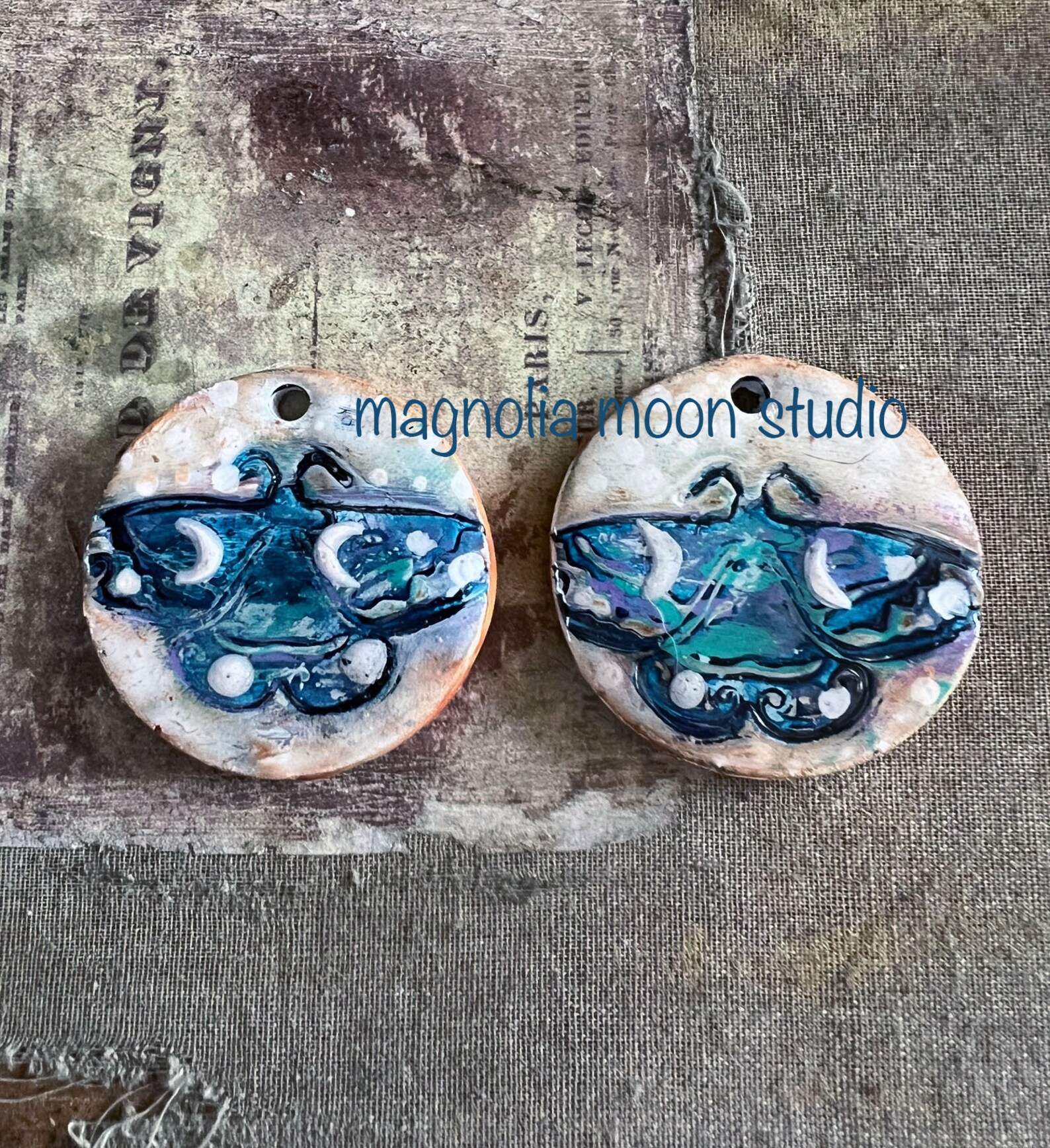 Folklore Luna Moth/midnight Moth Polymer Clay Bead Set - Etsy