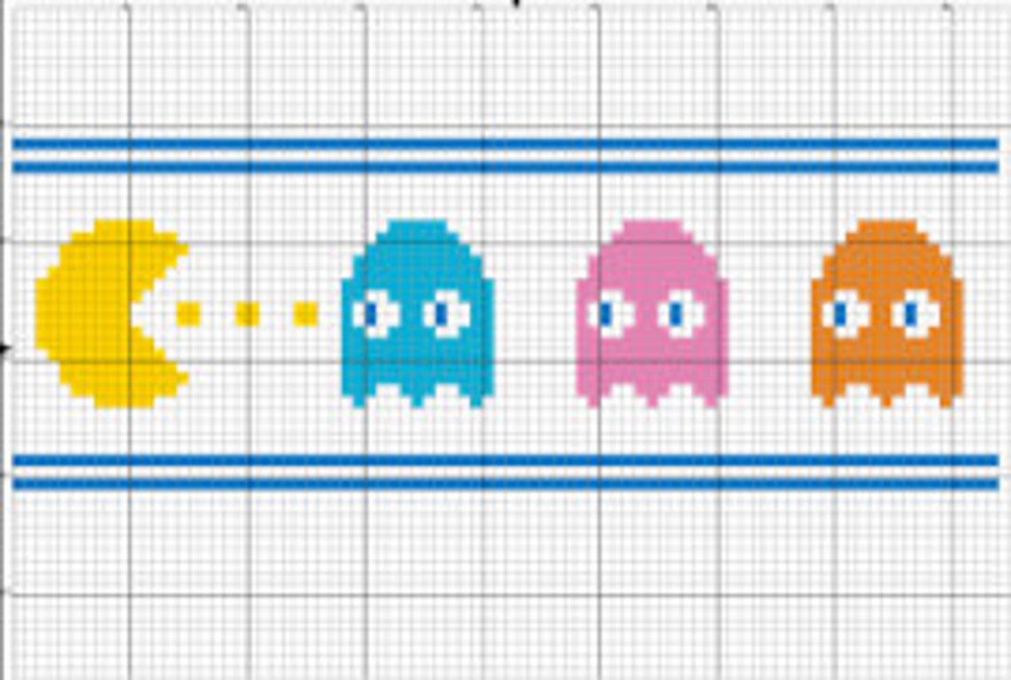 PDF Pacman Cross Stitch Downloadable Digital Pattern - Etsy