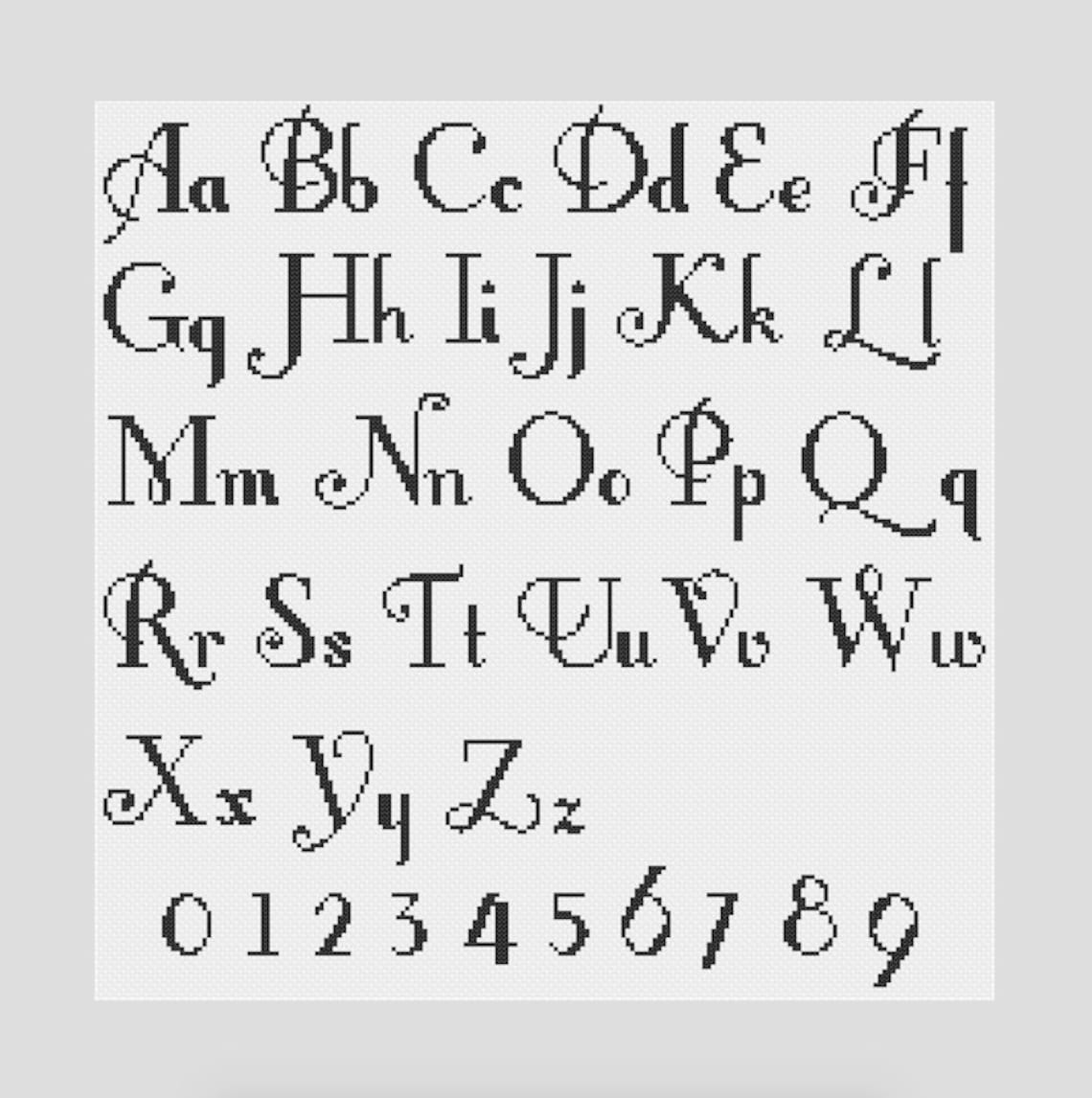 PDF XSTITCH ALPHABET Fancy Af Alphabet Font Cross Stitch - Etsy