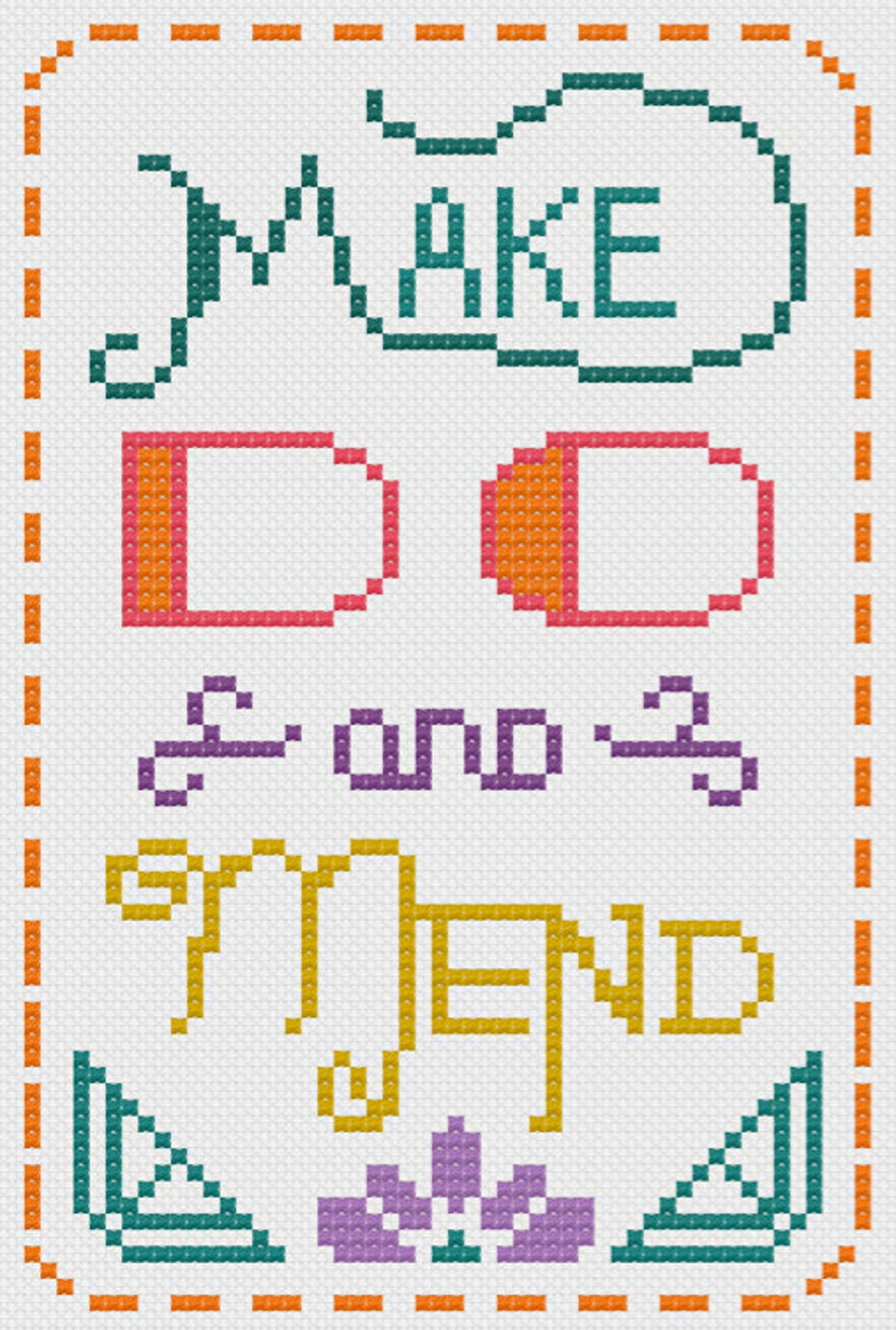 PDF Make Do and Mend Quote Cross Stitch Patrón Digital Descargable ...