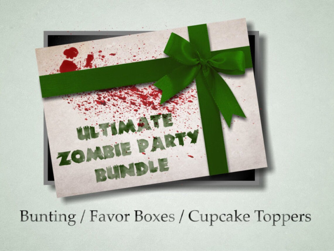 Zombie Downloadable Party Bundle With Bunting, Favor Box and Cupcake ...