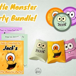 Kids Party Bundle Pack -little Monsters Party Favor Boxes, Custom ...