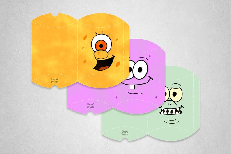 Kids Party Gift Box -little Monsters Party Favor Box Designs With 3 ...