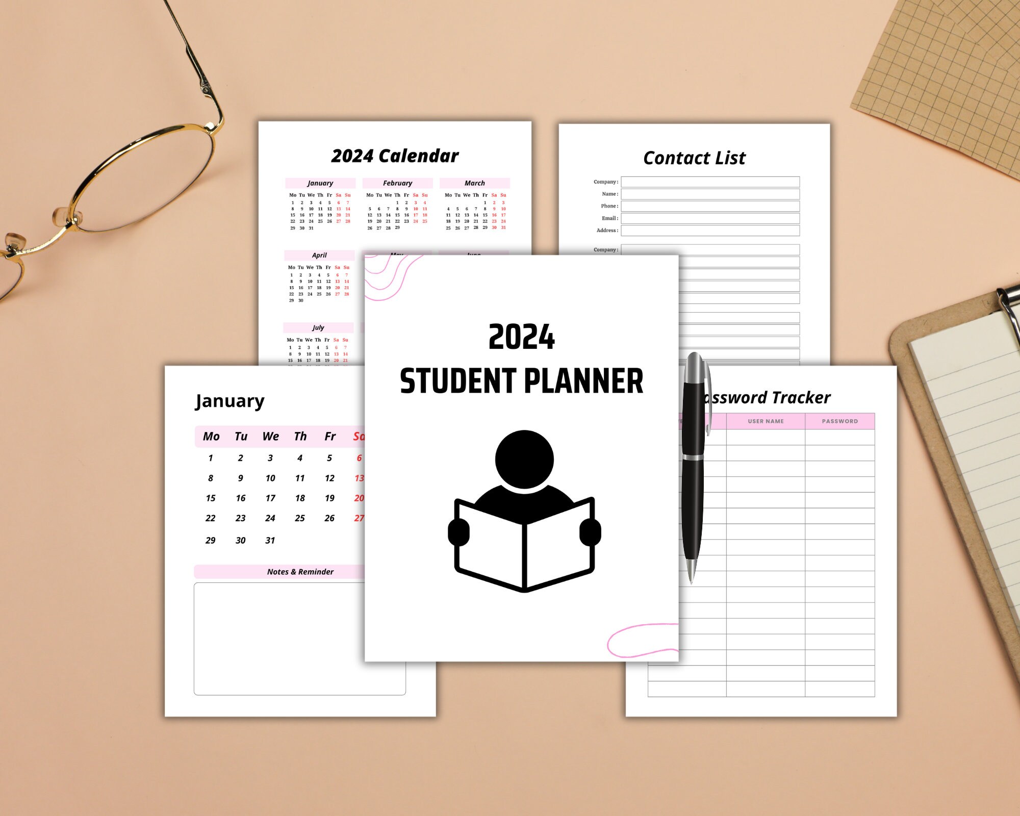 Printable Student Planner Bundle, Study Planner Bundle, Academic ...