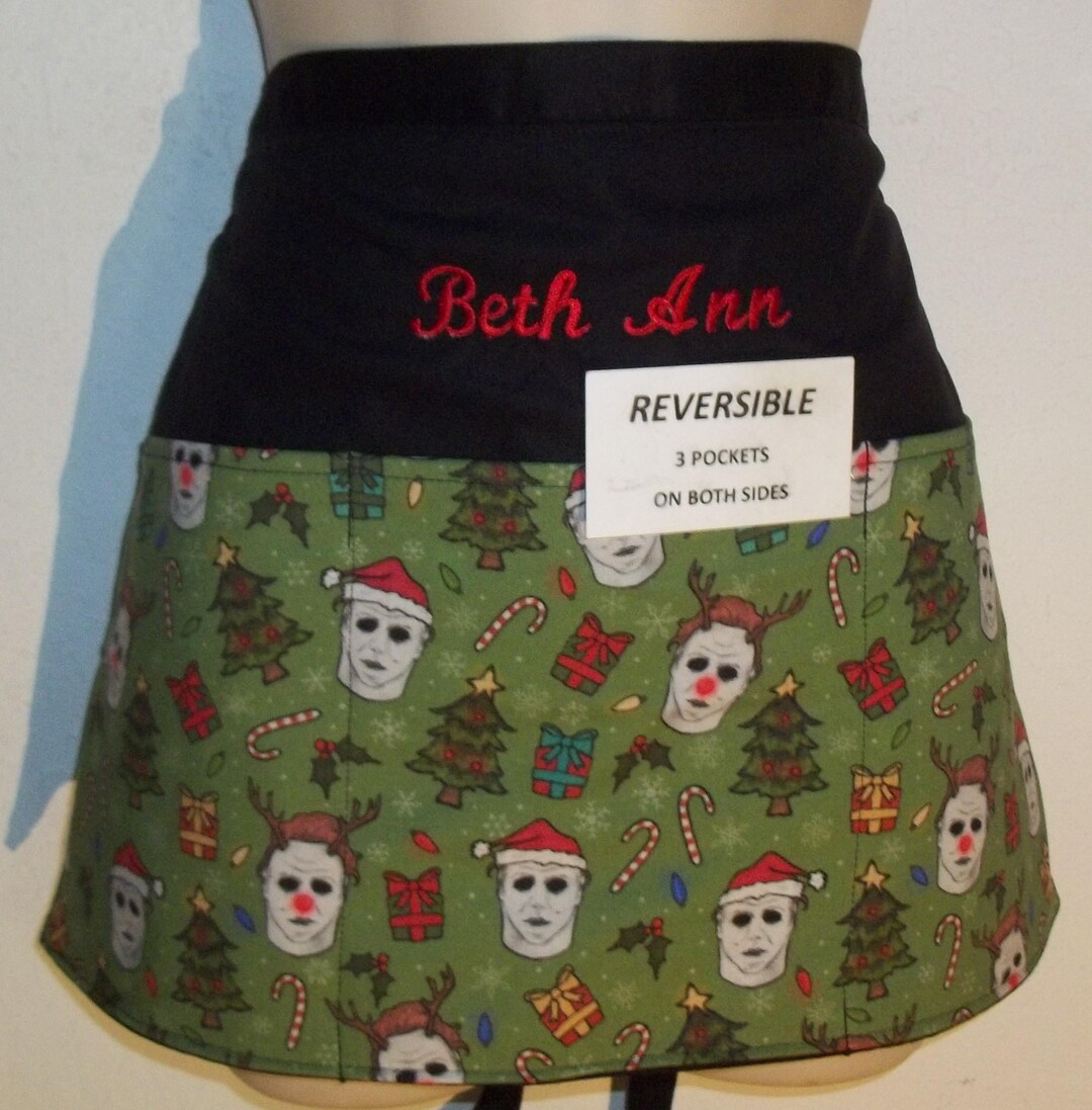 Michael Myers Christmas Handmade Reversible Waitress/server Aprons ...