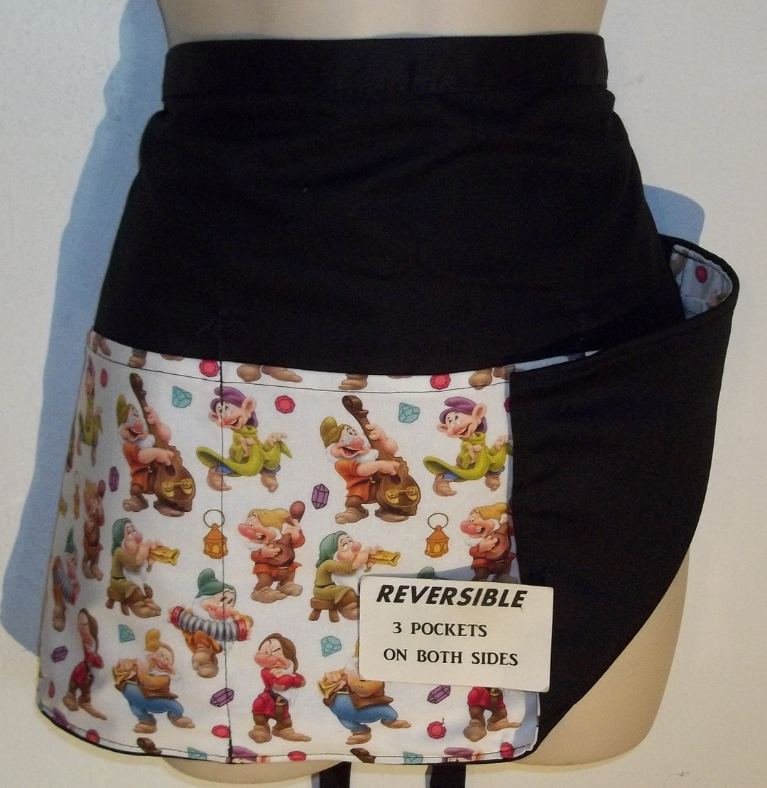 Seven Dwarfs Handmade Reversible Server Waitress Waiter Half Apron With ...