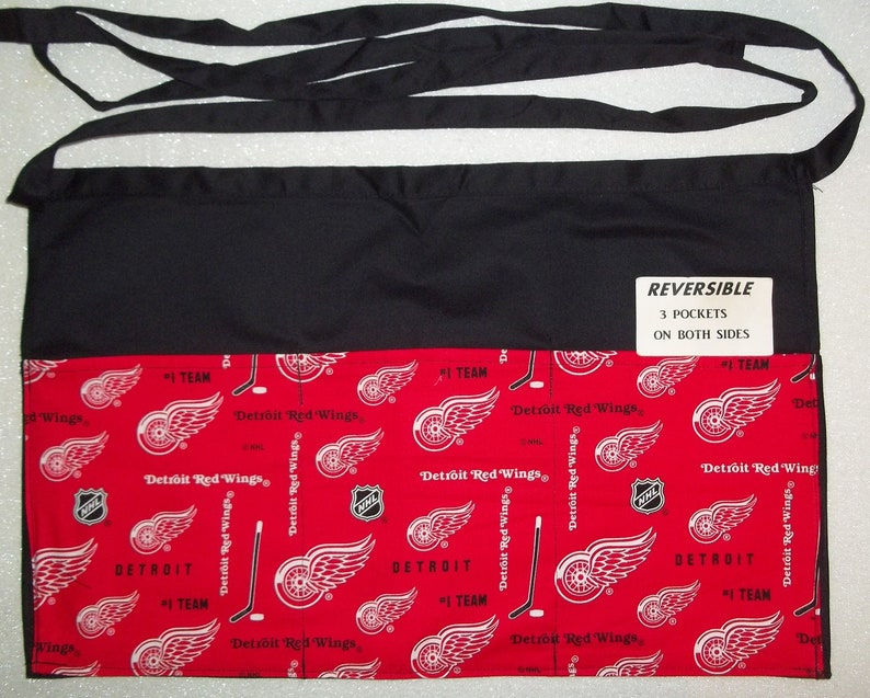 NHL Detroit Red Wings Handmade REVERSIBLE Server Waitress Half Apron ...