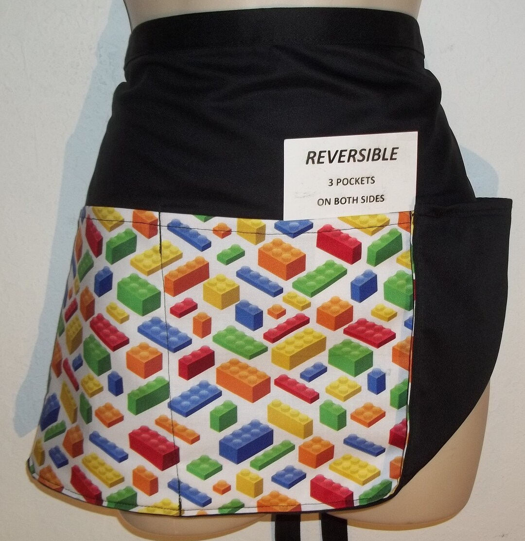 LEGO DESIGN, Handmade Reversible Server Waitress Waist Apron With Three ...