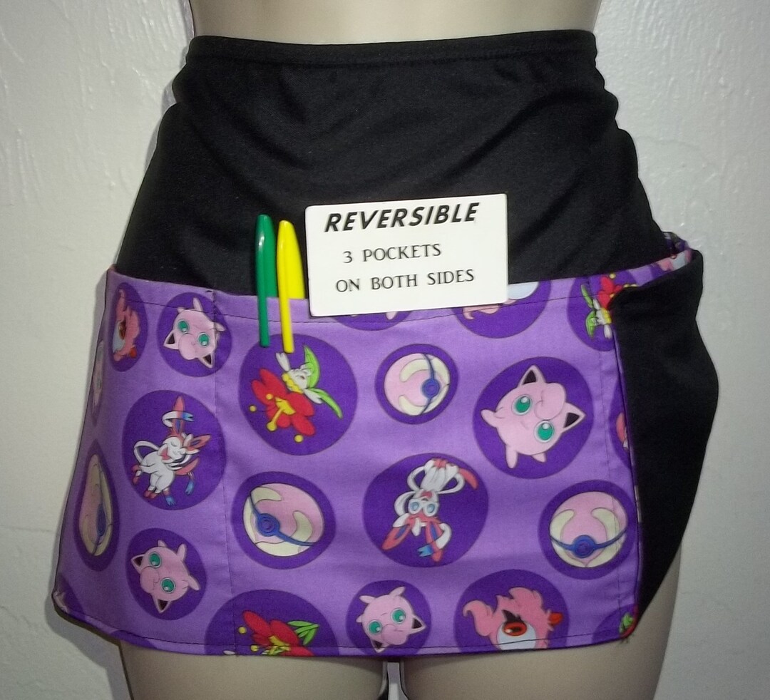 Pokémon Purple Handmade Reversible Server Waitress Waist Apron With ...