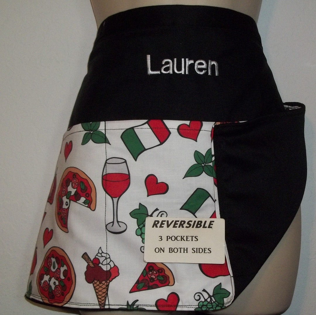 Taste of Italy, Handmade Reversible Server Waitress Waiter Half Apron ...