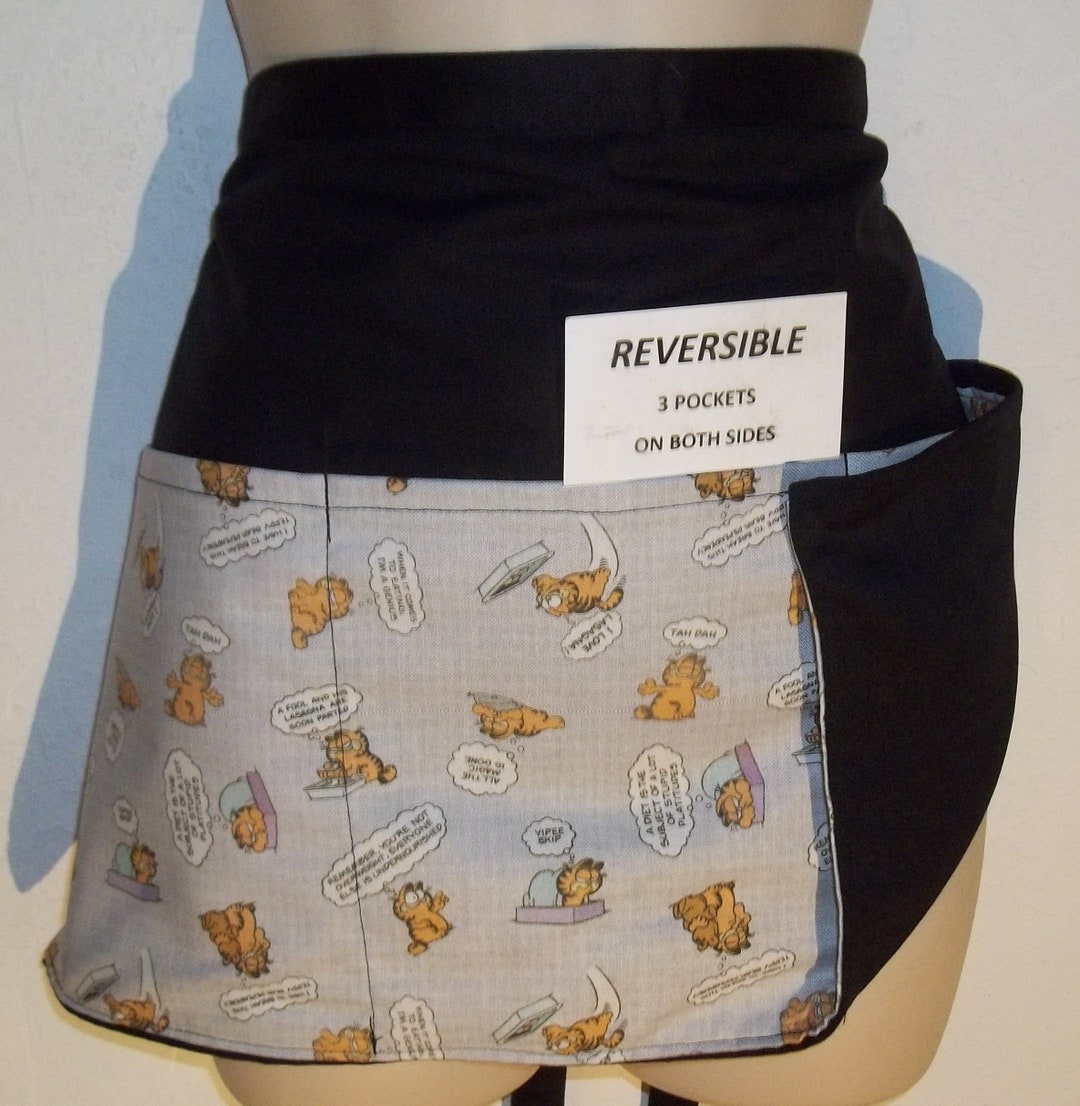 FAT CAT Handmade Reversible Server Waitress Waist Apron With Three ...