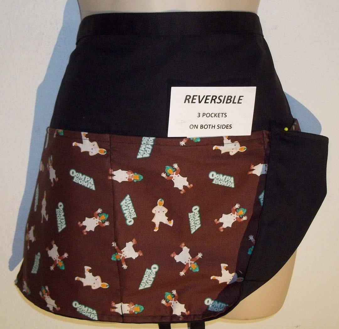 WILLY WONKA Handmade REVERSIBLE Server Waitress Half Apron With Three ...