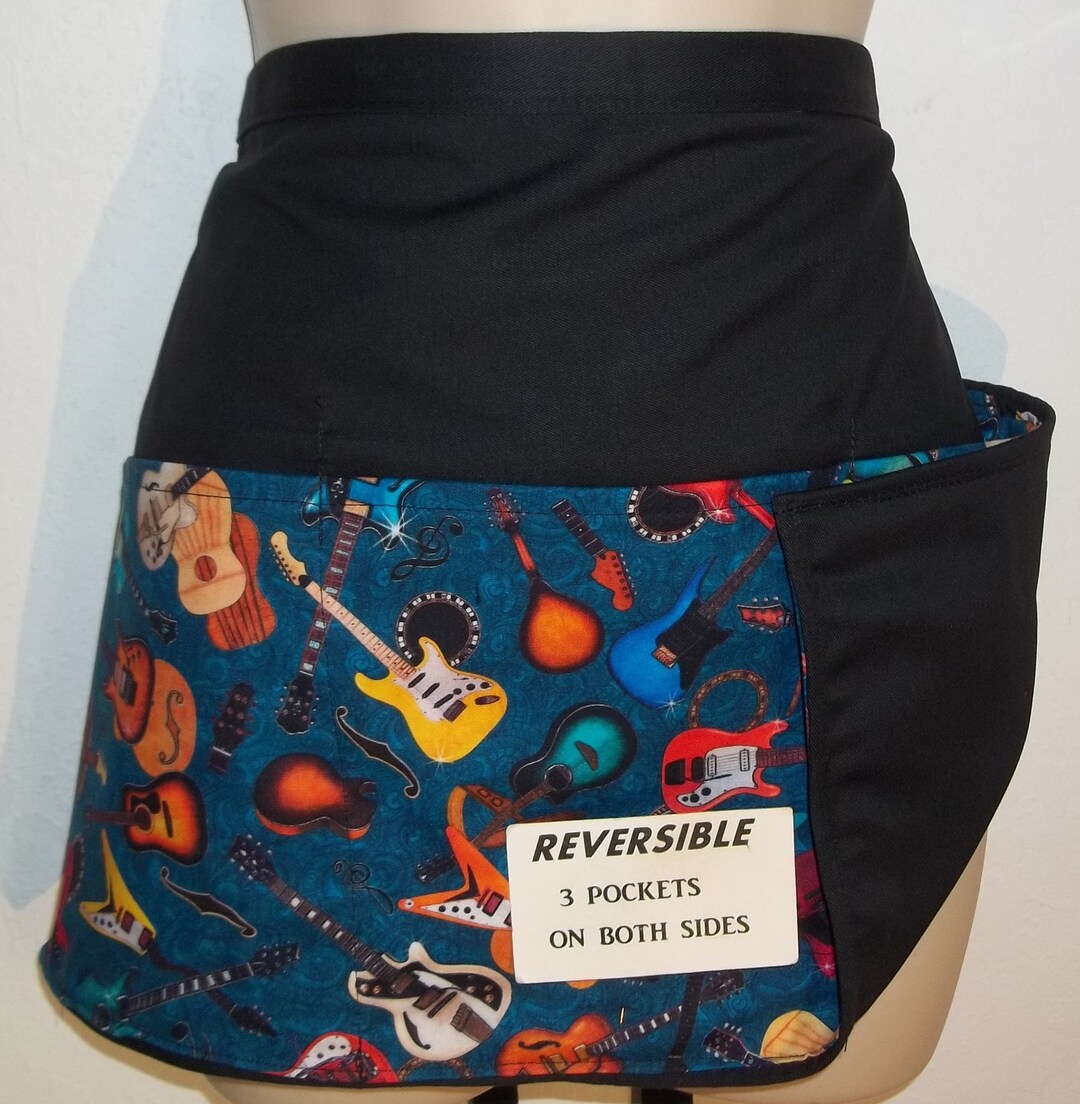 Colorful Guitars Reversible Server Waitress Waist Apron With Three ...