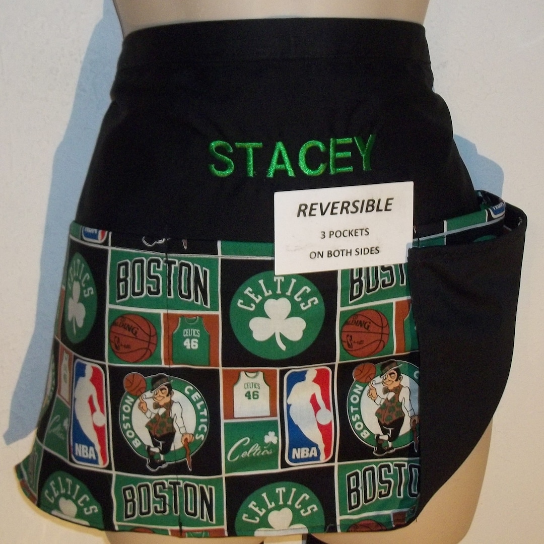 NBA Boston Celtics Handmade REVERSIBLE Server Waitress Waist Apron With ...