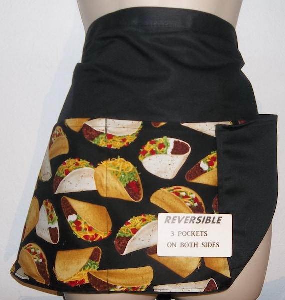 TACOS Handmade Reversible Server Waitress Half Apron With - Etsy