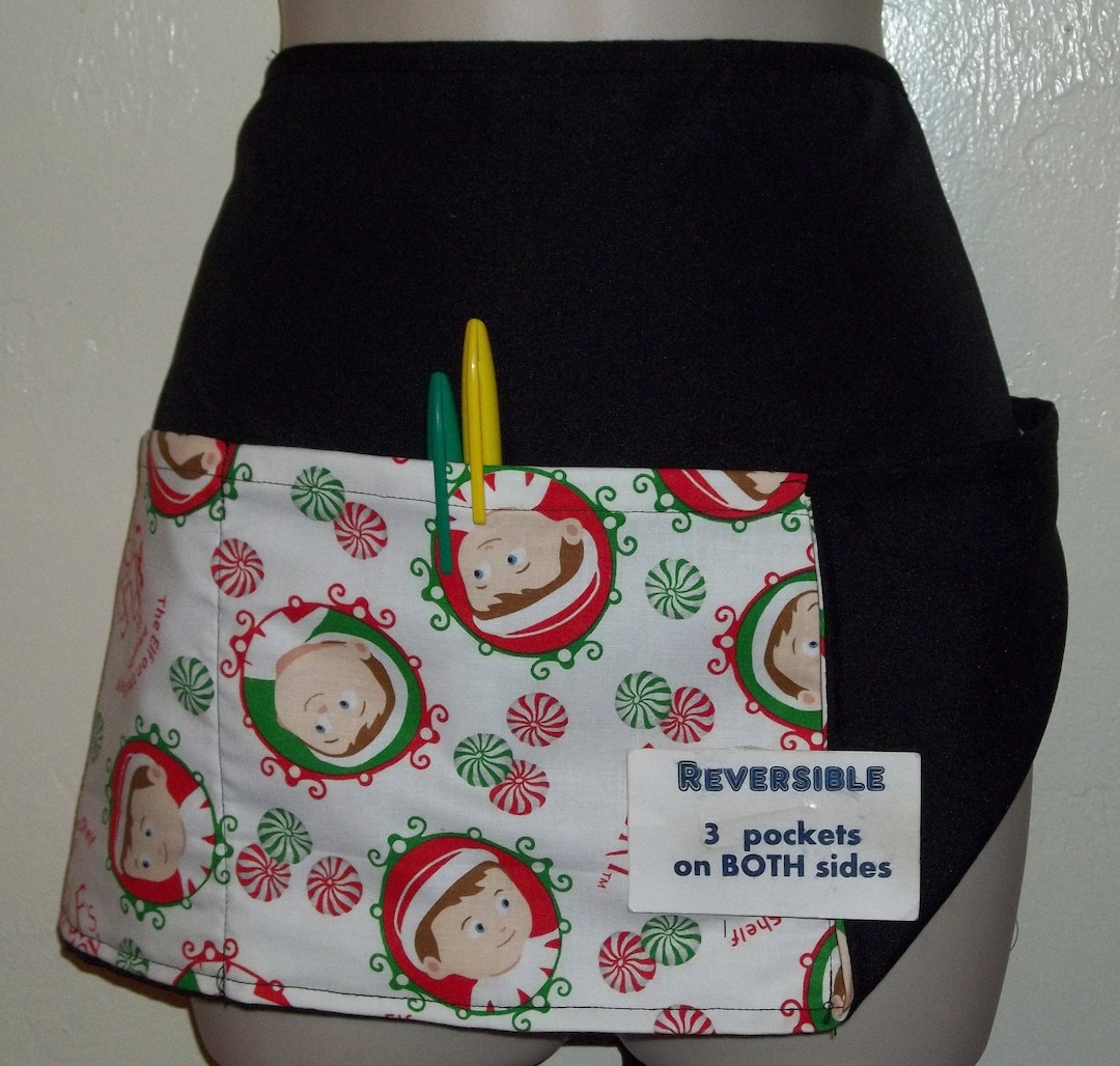 Christmas Elf Story Server Waitress Waist Apron Reversible 3 Pockets on ...