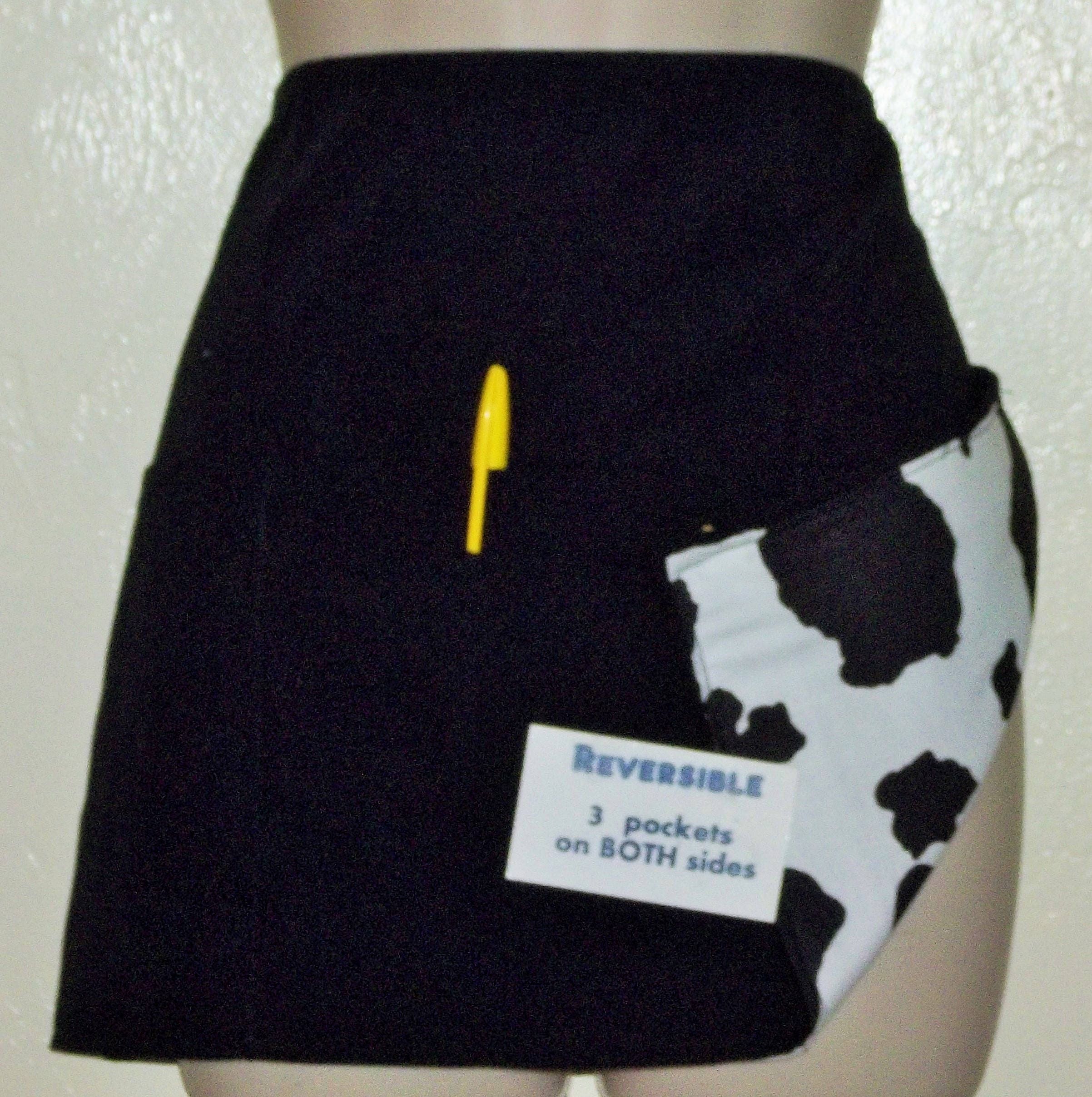 Cow Print Reversible Server Waitress Waist Apron With Three Pockets ...