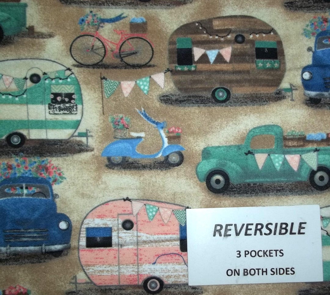 Camping Trailer, Handmade Reversible Server Waitress Waist Apron With ...