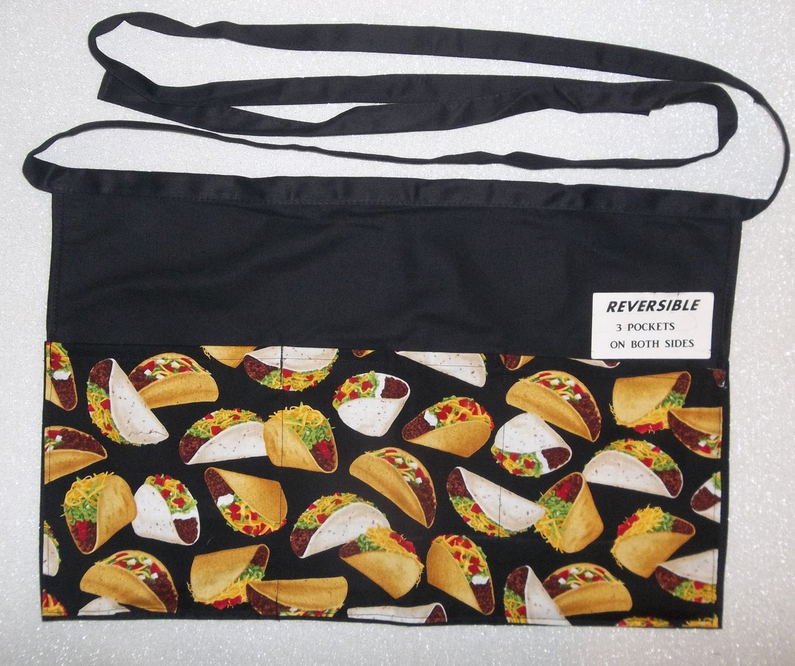 Tacos, Handmade Reversible Server Waitress Half Apron With Three ...
