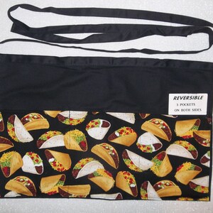 Tacos, Handmade Reversible Server Waitress Half Apron With Three ...
