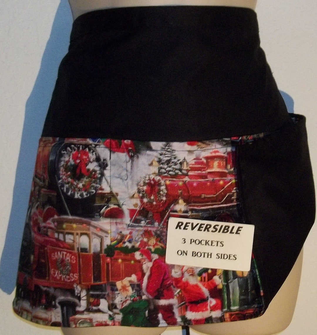 Santa Express Christmas Server Waitress Waist Apron Reversible Three ...
