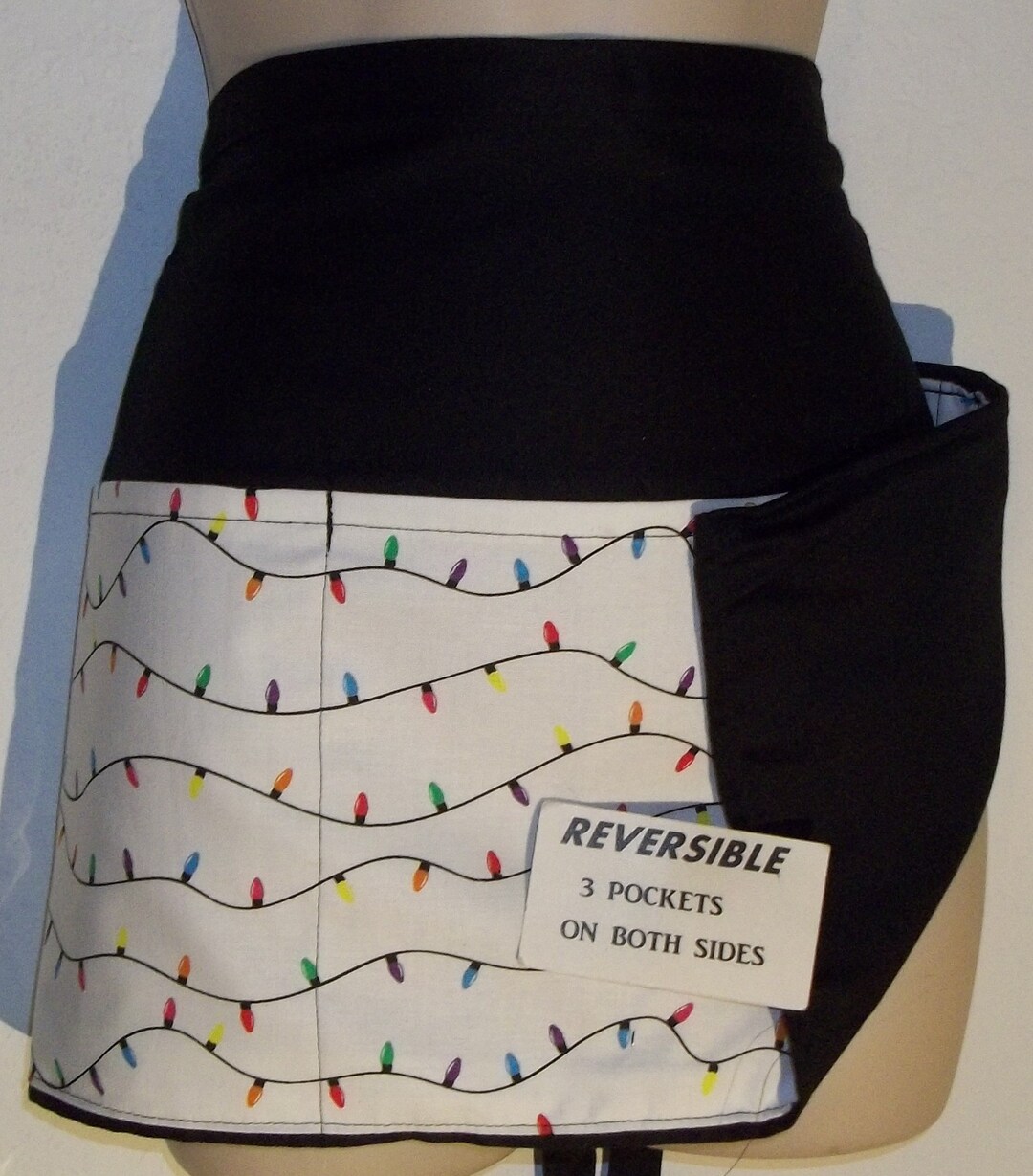 Strings of Lights Christmas Waitress Apron Reversible Three Pockets on ...