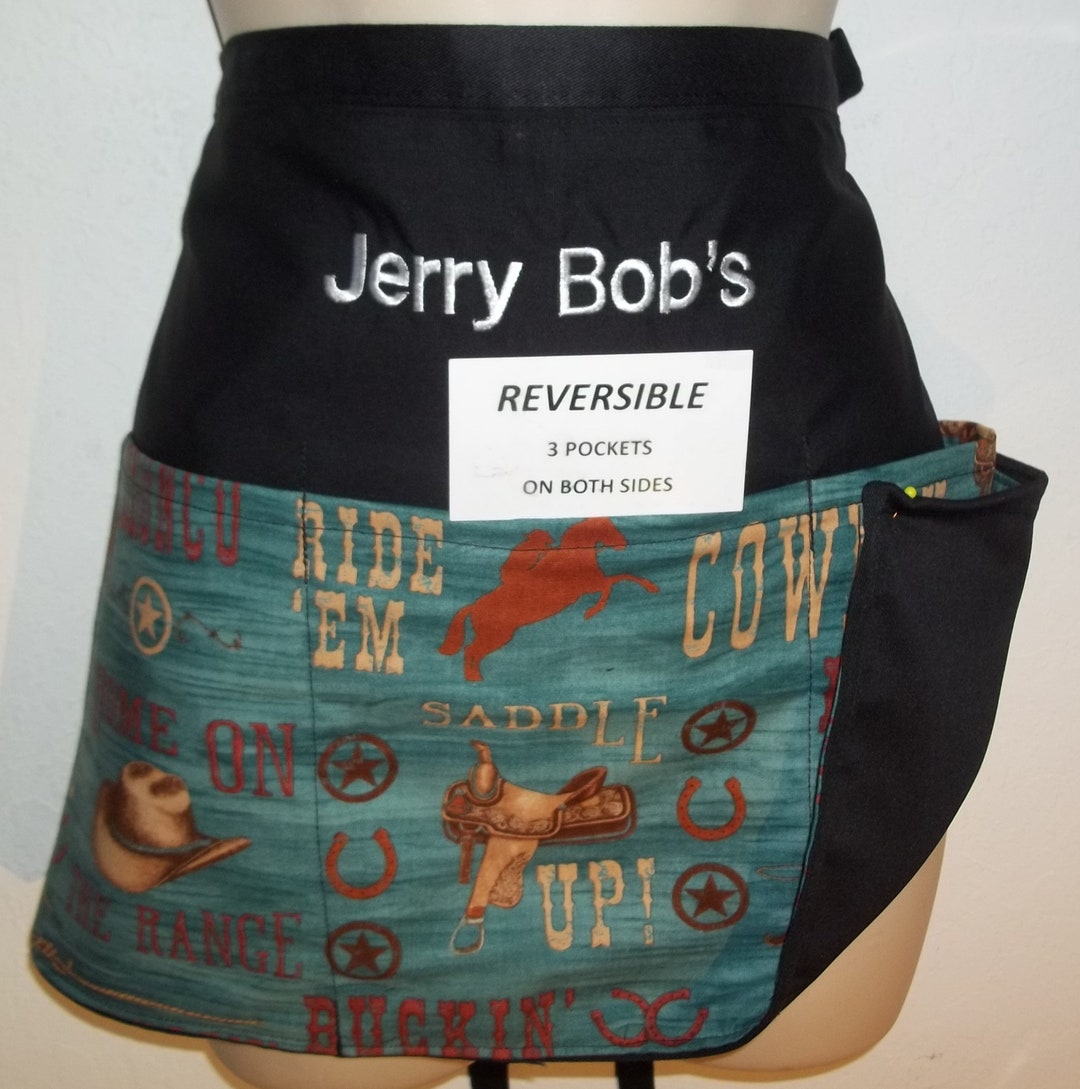 Cowboys Handmade Reversible Server Waitress Half Apron With Three ...
