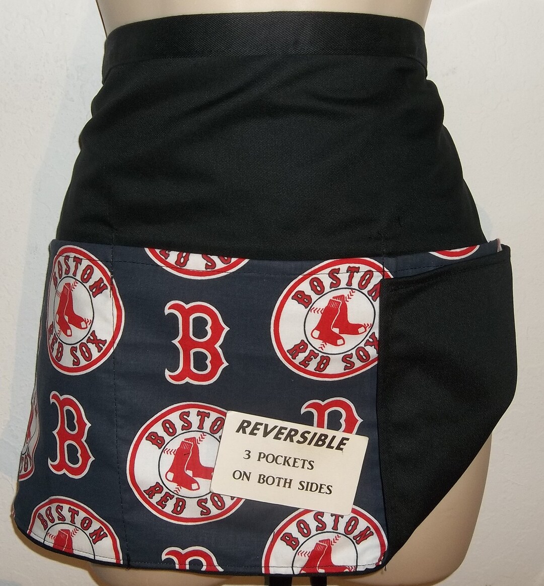 MLB Boston Red Sox on Black Handmade Reversible Server Waitress Half ...