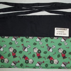 Snoopy and Charlie Christmas Reversible Waitress/server Aprons 3 ...