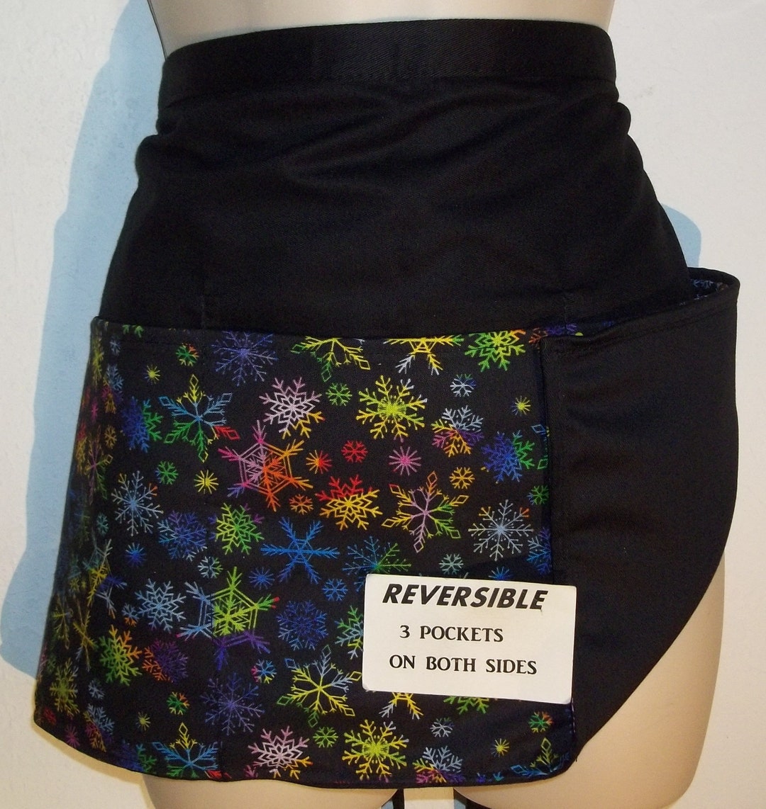 Brilliant Snowflakes Christmas Waitress Apron Reversible Three Pockets ...