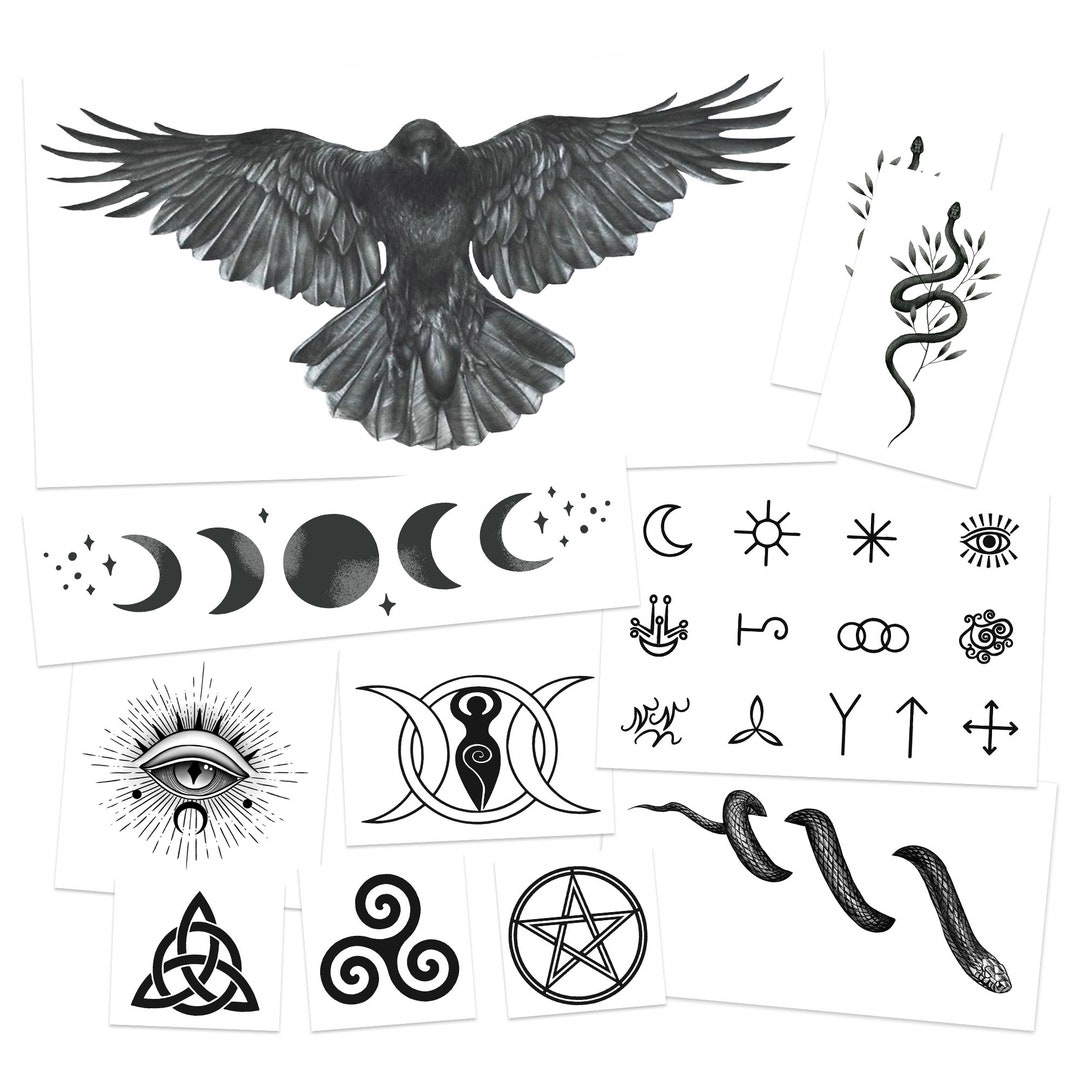 Wiccan Witch Temporary Tattoos / Halloween Costume Tattoos / Cosplay ...
