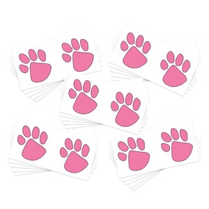 Pink Print Paw Prints Temporary Tattoos (20-pack) | Skin Safe | Made in ...