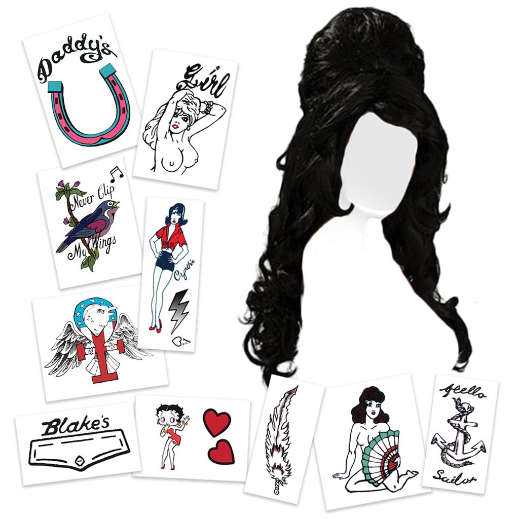 Rehab Singer Costume: Beehive Wig & Temporary Tattoo Kit - Etsy