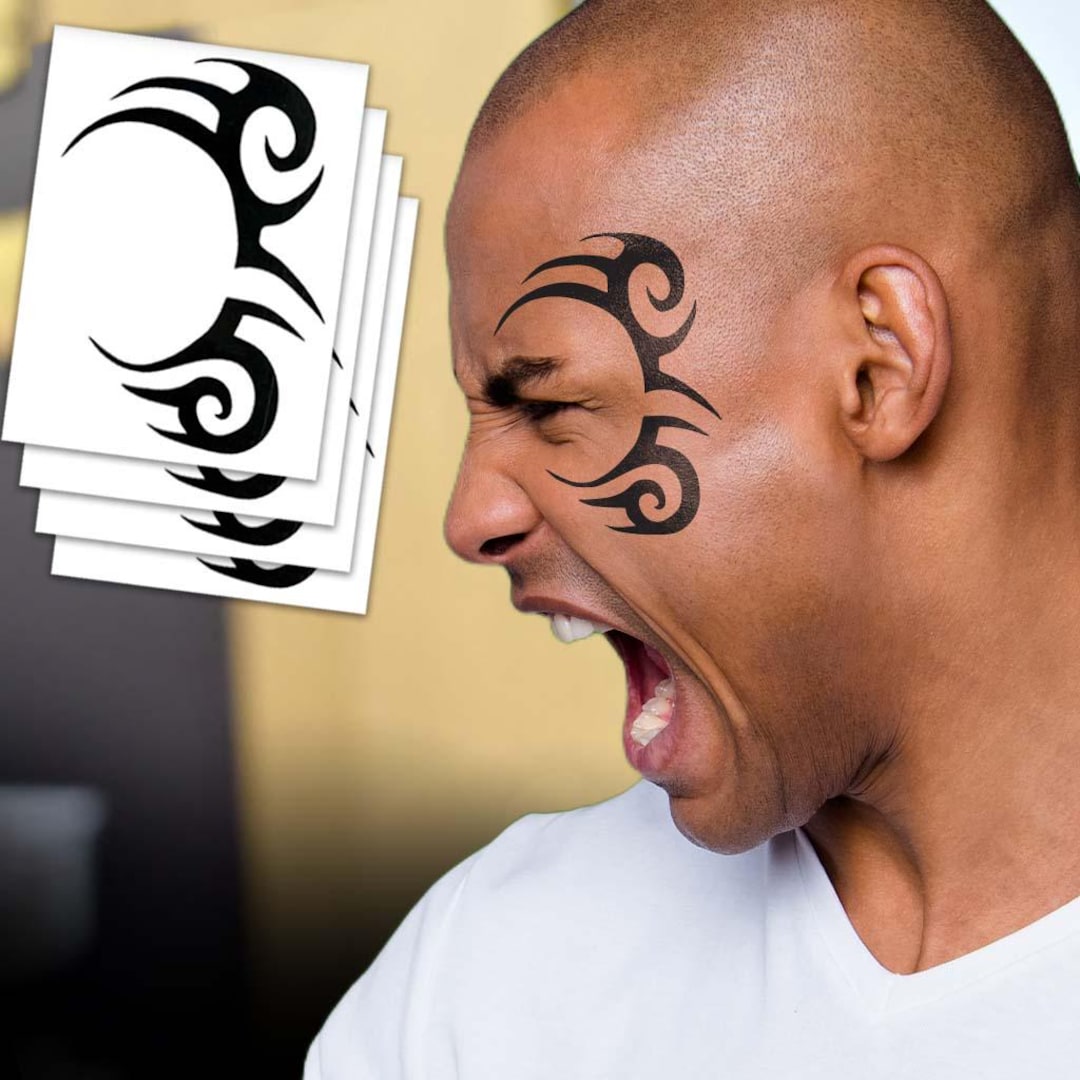 Tribal Face Temporary Tattoos / Halloween Costume / Pack of 4 ...